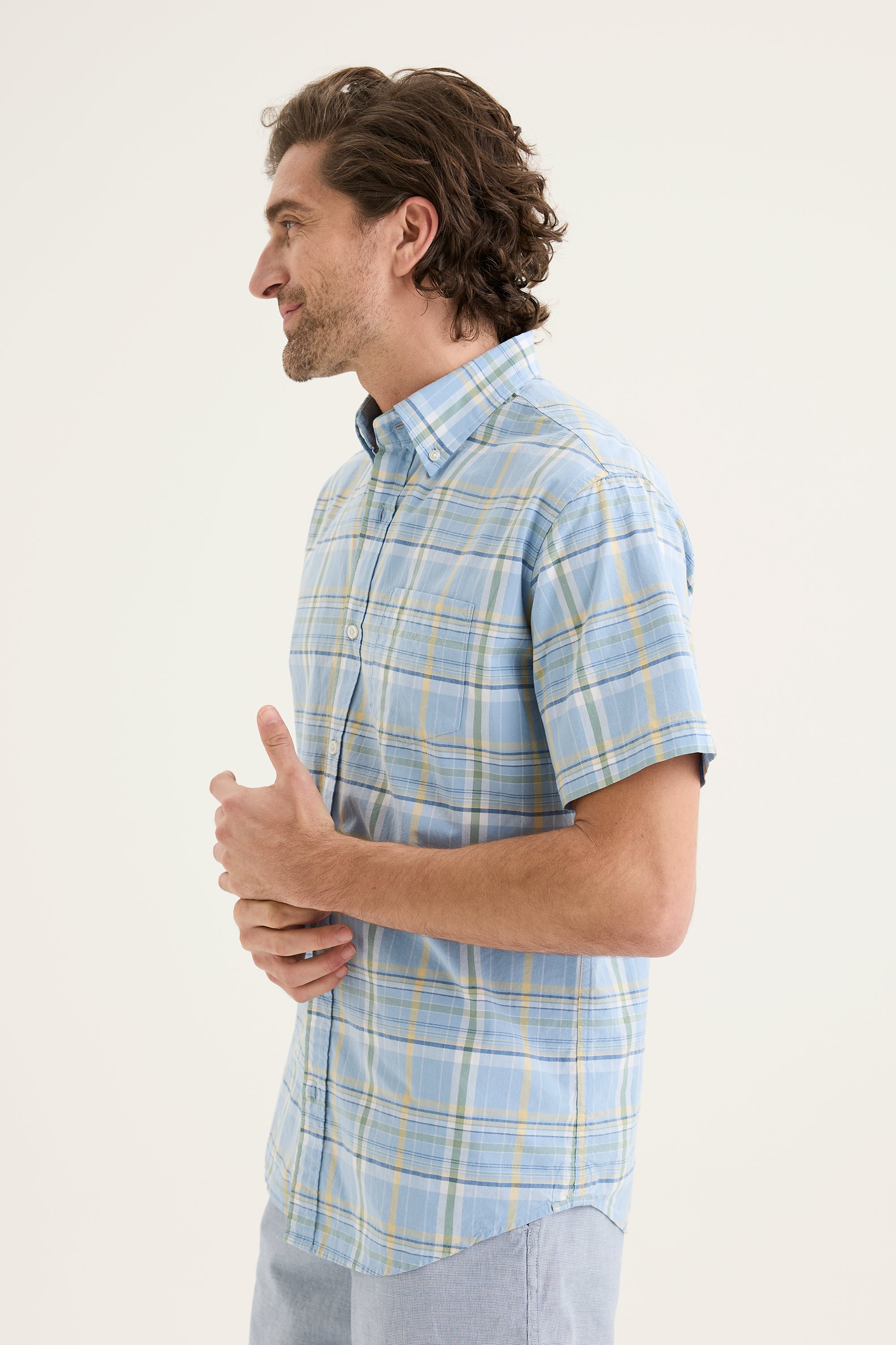 Mens Cole Short Sleeve Shirt in Sky Blue | Yarra Trail – Yarra Trail ...